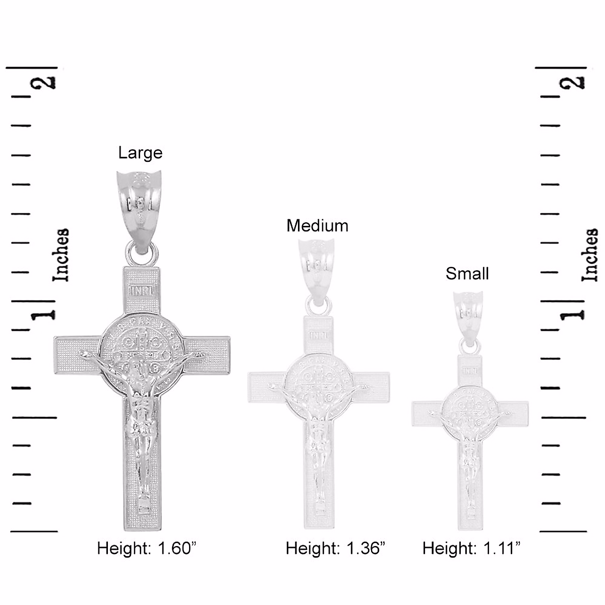 Claddagh Gold 925 Sterling Silver St. Benedict Crucifix Cross Pendant Necklace (1.60"), 22"