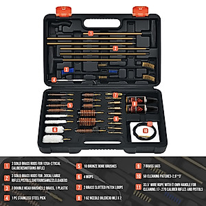 GLORYFIRE Elite Gun Cleaning Kit for Handgun Shotgun Rifle Cleaning Kit for All Guns with Reinforced and Lengthened Rods, Cotton Mop, High-end Double Head Brushes, Bronze Brushes with Steel Wire