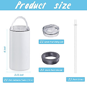 VACVOU 25 Pack16 OZ 4-in-1 Skinny Can Cooler Double Wall Stainless Steel Insulated Can Holder, Sublimation Slim Skinny White Stainless Steel Can Cooler,Sublimation Tumbler,Beer Can Cooler