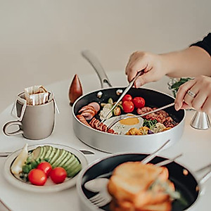 Dr.HOWS SHINE Nonstick Coating Frying Pan, Wok For Induction, Electric, Halogen and Gas Cooktops, Stainless Handle, PFOA free (Shine Wok 24cm)