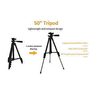 Smartphone Video Kit, Vlogging Kit, Youtuber Kit, with Microphone Light Tripod 50" Extendable Phone Clip Remote Control Compatible with iPhone/Smartphone/Cameras