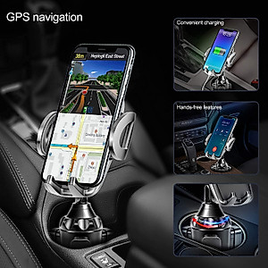 TOPGO Car Cup Holder Phone Mount, Adjustable, Fits iPhone 14 Pro Max/13/xs/11/8plus/6s/samsung Galaxy S10/S9+/S8 Plus/S7 Edge/Note9, Black