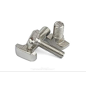 Kammas 20pcs 20 Series M5 Hammer Head T-slot M510/12/16/20/25mm T Bolt Screw Nickel Plated For 2020 Aluminum Profile - (Color: M5x20mm)