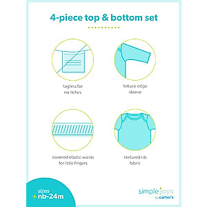 Simple Joys by Carter's Baby Girls' 4-Piece Textured Set, Animal Print/Grey, 3-6 Months