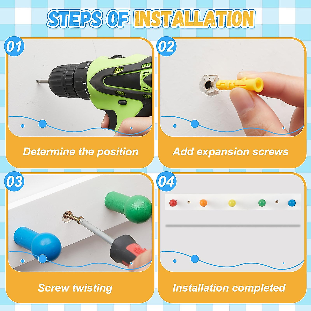 Maitys 4 Pcs Kids Coat Rack Wall Mount Rainbow Kids Wall Hooks Wooden Coat Hooks Cute Coat Rack Wall Mounted for Kid's Towels Backpacks Bedroom Bathroom Playroom Classroom, Multicolor