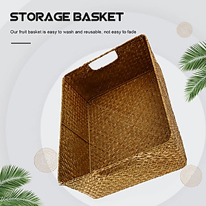 DOITOOL Woven Baskets for Storage - Seagrass Baskets Wicker Storage Basket with Handle - Natural Shelf Baskets Rectangle Basket for Closet Organizers and Storage (15 inch)