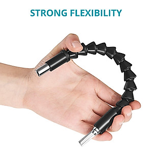 3 Pcs Flexible Drill Bit Extension, Universal Soft Shaft, Magnetic Hex Screwdriver Extension for Hand Drill Multi, Adaptor Size Hexagon 1/4", Black