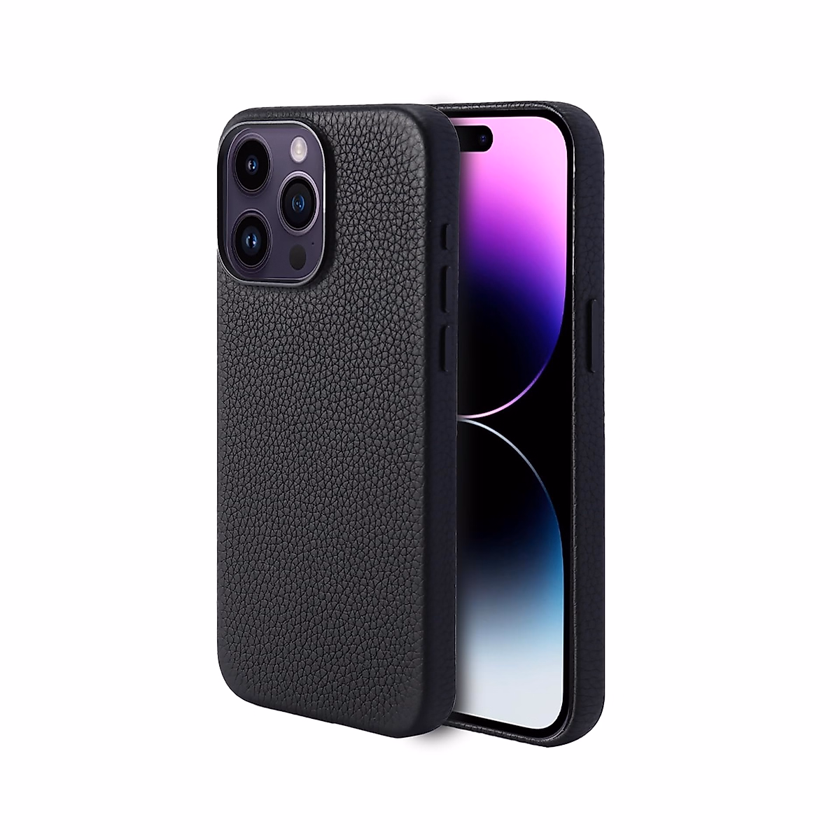 InUnion Genuine Leather Case for iPhone 15 Pro (2023) with MagSafe Function, Top Litchi Grain Leather Magnetic Phone Proctective Case for (iPhone 15 Pro) 6.1 Inch (black, iphone 15 pro)