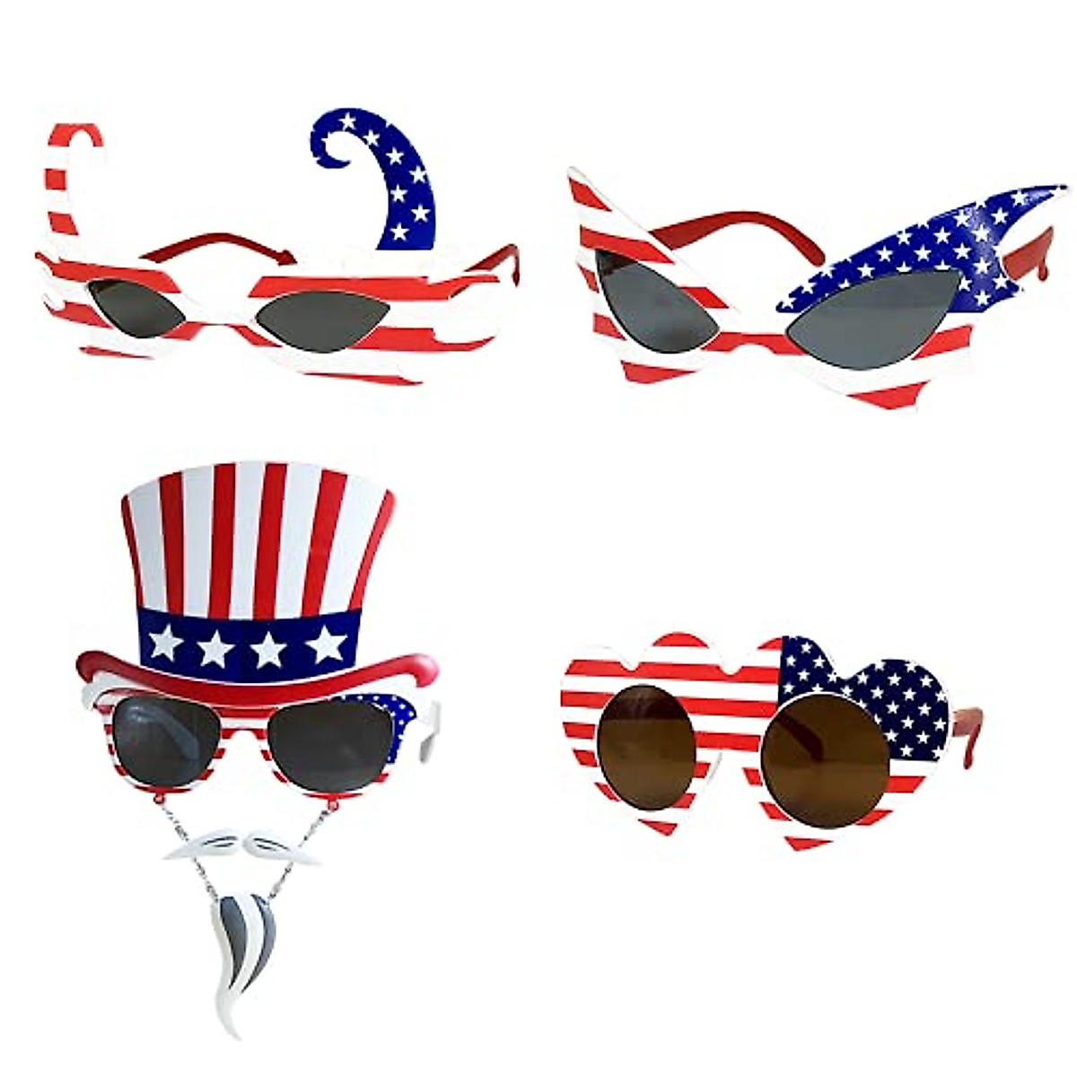 TD.IVES12 Pack American Flag Glasses USA Patriotic Party Sunglasses Masks Cool Shaped Plastic Eyewear for Party Props