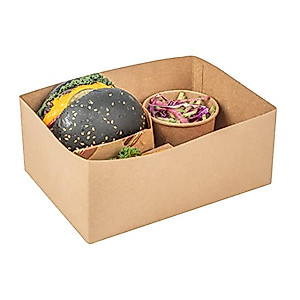 Restaurantware Bio Tek 8.4 x 6 x 3.5 Inch Burger Trays 100 Disposable Paper Food Trays - Recyclable Sturdy Kraft Paper Movie Snack Trays For Meals Snacks And Baked Goods