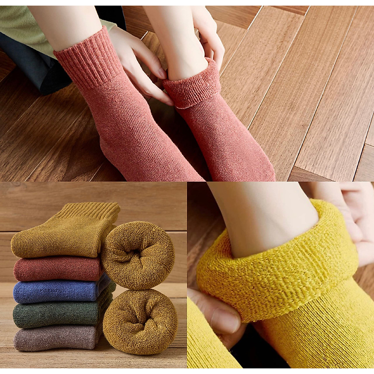 Keuien Womens Wool Socks, 5 Pairs Thick Winter Warm Socks, Soft Thermal Socks Gifts for Women
