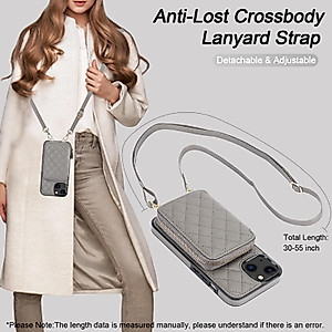 Bocasal Crossbody Wallet Case for iPhone 13, RFID Blocking PU Leather Zipper Handbag Purse Flip Cover, Kickstand Folio Case with Card Slots Holder Wrist Strap Lanyard 5G 6.1 Inch (Grey)