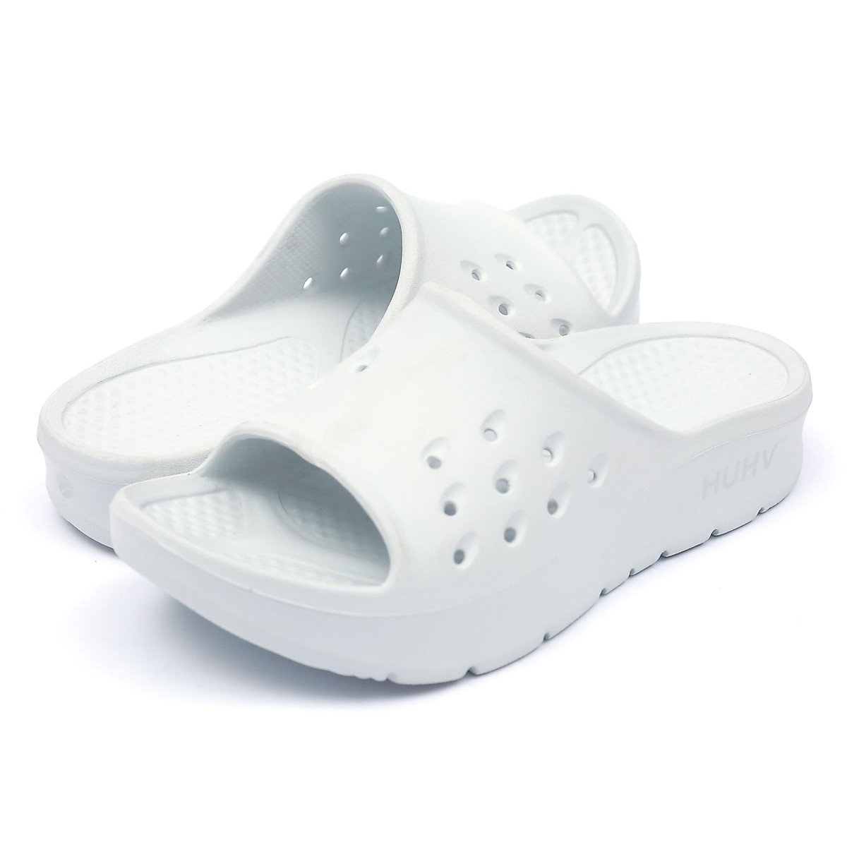 HUHV Max Cushion Arch Pod Tech Recovery Women's Slide - Light Grey, Size 9 US