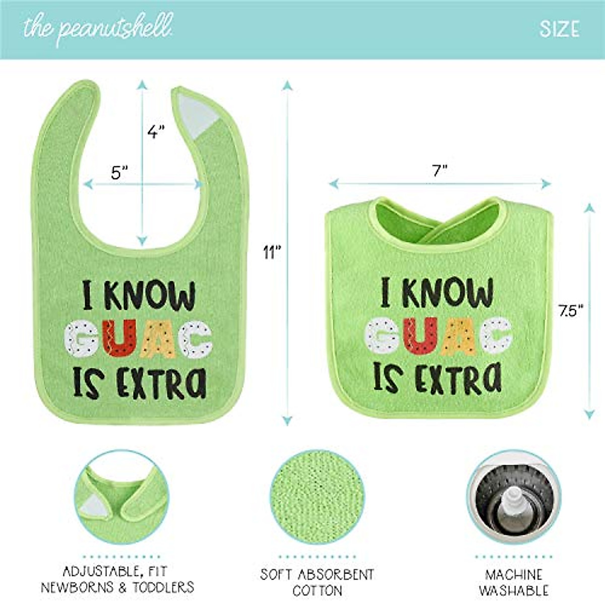 The Peanutshell Terry Bib Set for Baby Boys or Girls, 8 Pack Unisex Set for Feeding, Teething, Drooling
