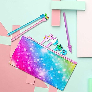 gxtvo 3PCS Girls Backpack, 16" Unicorn Rainbow Sequin Preschool Elementary Bookbag and Lunch Box