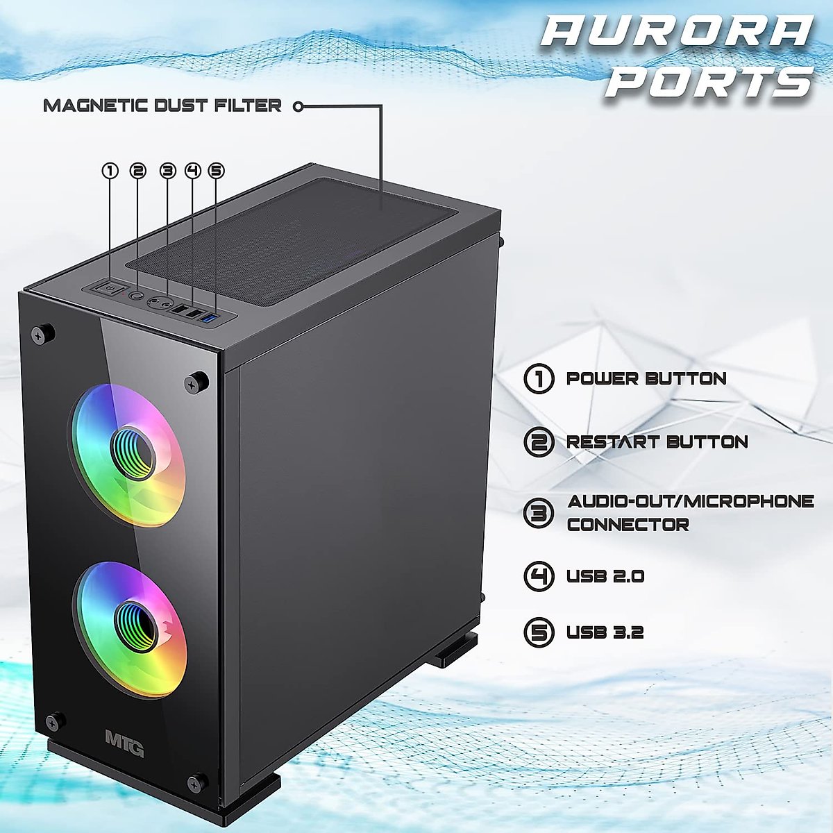 MTG Aurora 4T Gaming Tower PC- Intel Core i7 4th Gen, GeForce GTX 1660 Super 6GB GDDR6 192 bits Graphic, 16GB Ram DDR3, 512GB Nvme, RGB Keyboard Mouse and Headphone, Webcam, Win 10 Home
