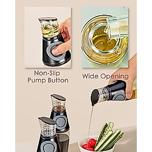 Oil Dispenser Bottle, 17oz Olive Oil Dispenser Oil Sprayer, Clear Glass Refillable Oil and Vinegar Dispenser Bottle with Measuring Scale Pump for Kitchen, Cooking, Salads, Baking Frying, BBQ (Clear)
