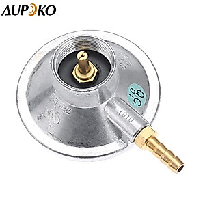 Aupoko Low Pressure One Pound Propane Tank Gas Regulator Valve, Portable Propane Table Top Regulator with 1/4’’ Barb Connection and 1"-20 Female Throwaway Cylinder Thread Inlet and an Orifice Outlet