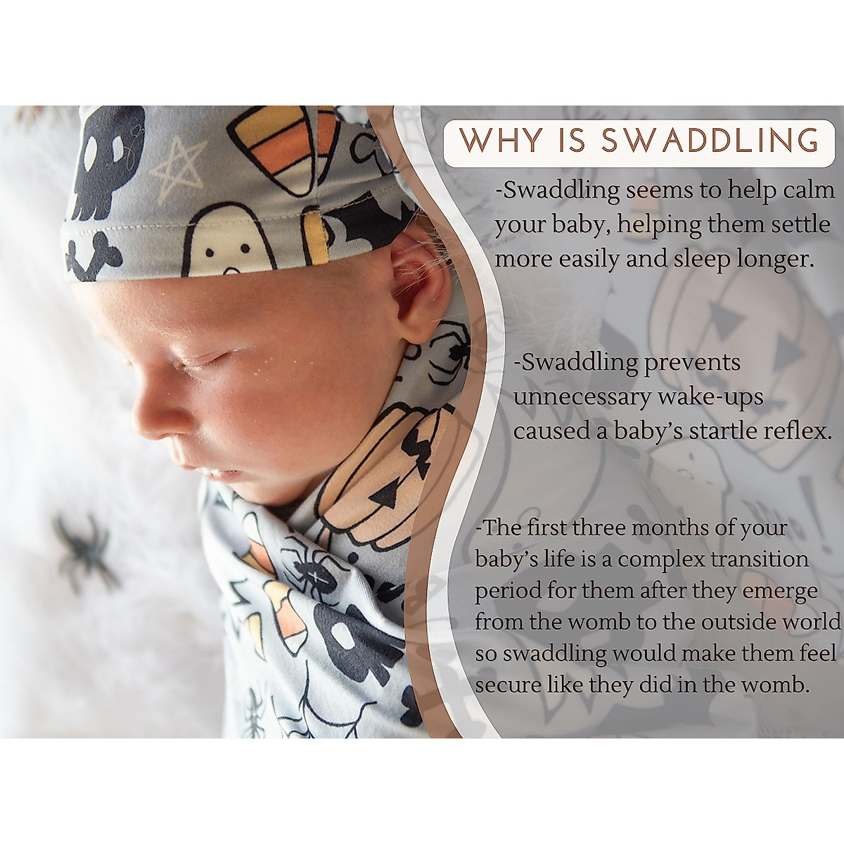 Giggle Angel Baby Receiving Blanket Halloween Swaddle Blanket Infant Wrap Set (Spider 1)