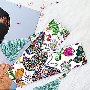 Gigicloud Diamond Bookmark, Delicate Lovely DIY Painting Bookmark 5d Diamond Painting Bookmarks Butterflies Flower Theme Beaded Bookmarks with Tassel for Adults Kids Craft Supplies ,SQ27 Butterflies