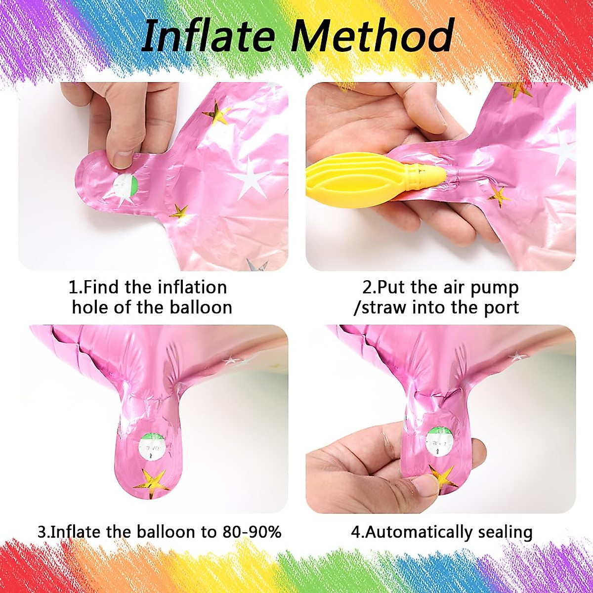 Unicorn 5th Birthday Party Decorations for Girl Purple Pink Unicorn Party Theme Balloon Set, Large Rainbow Unicorn Helium Balloons with Heart and Star Baby Shower Kids Supplies (number 5 set)