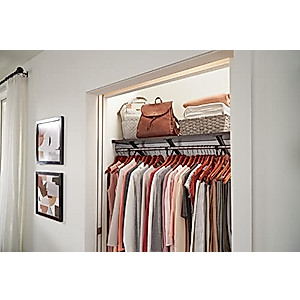 Rubbermaid 48" Premium Wood Shelving Kit with Hanging Rod, Mahogany, Laundry, Closet, Home, Organization, Shelving