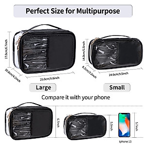 OCHEAL Clear Makeup Bag, Portable Makeup Organizer Cosmetic Bag, Travel Makeup Bag Cute Clear Pouch For Women and Girls Cosmetics Bags with Divider Makeup Brush Compartment-Large