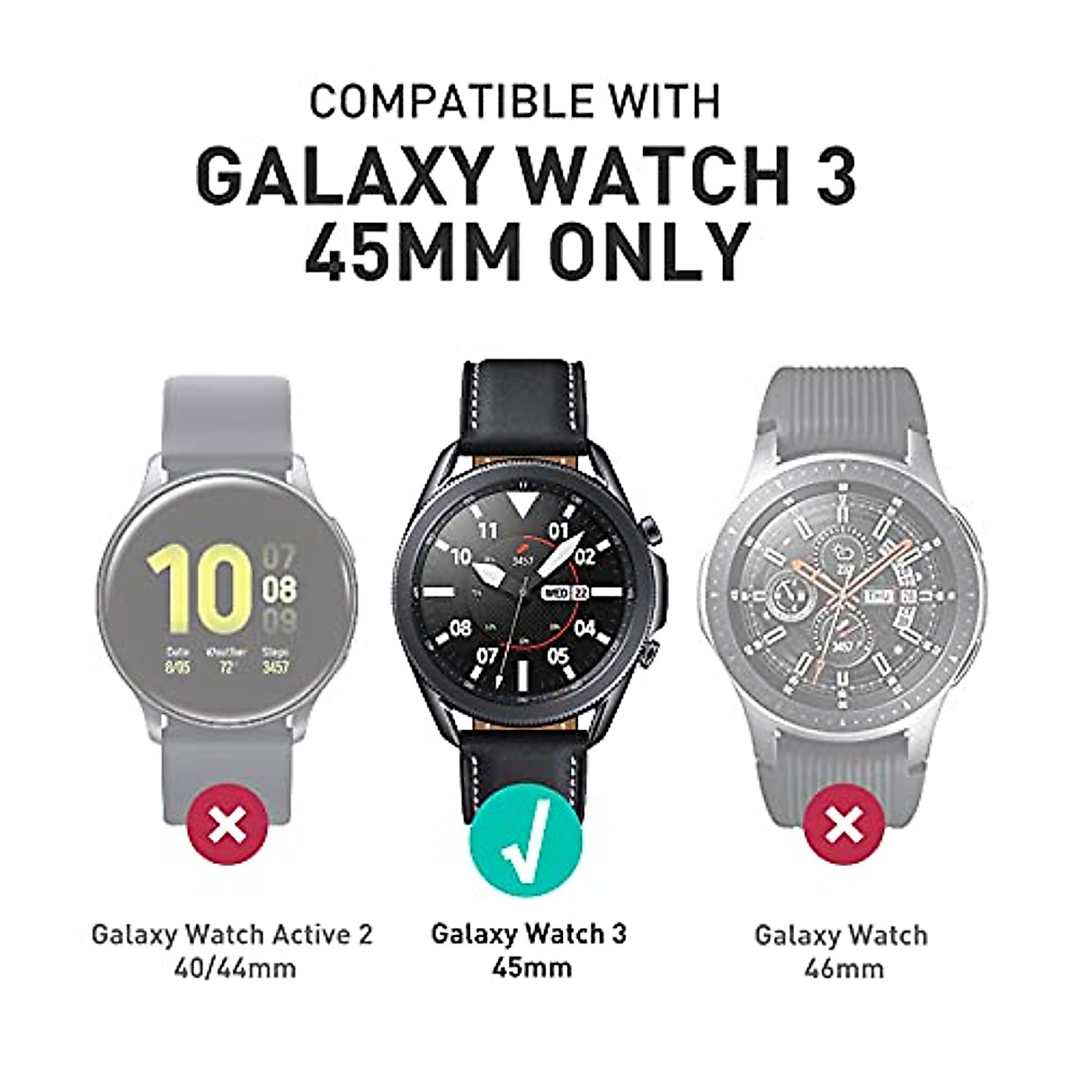 SUPCASE [Unicorn Beetle Pro] Series Case for Galaxy Watch 3 [45mm] 2020 Release, Rugged Protective Case with Strap Bands (Black)