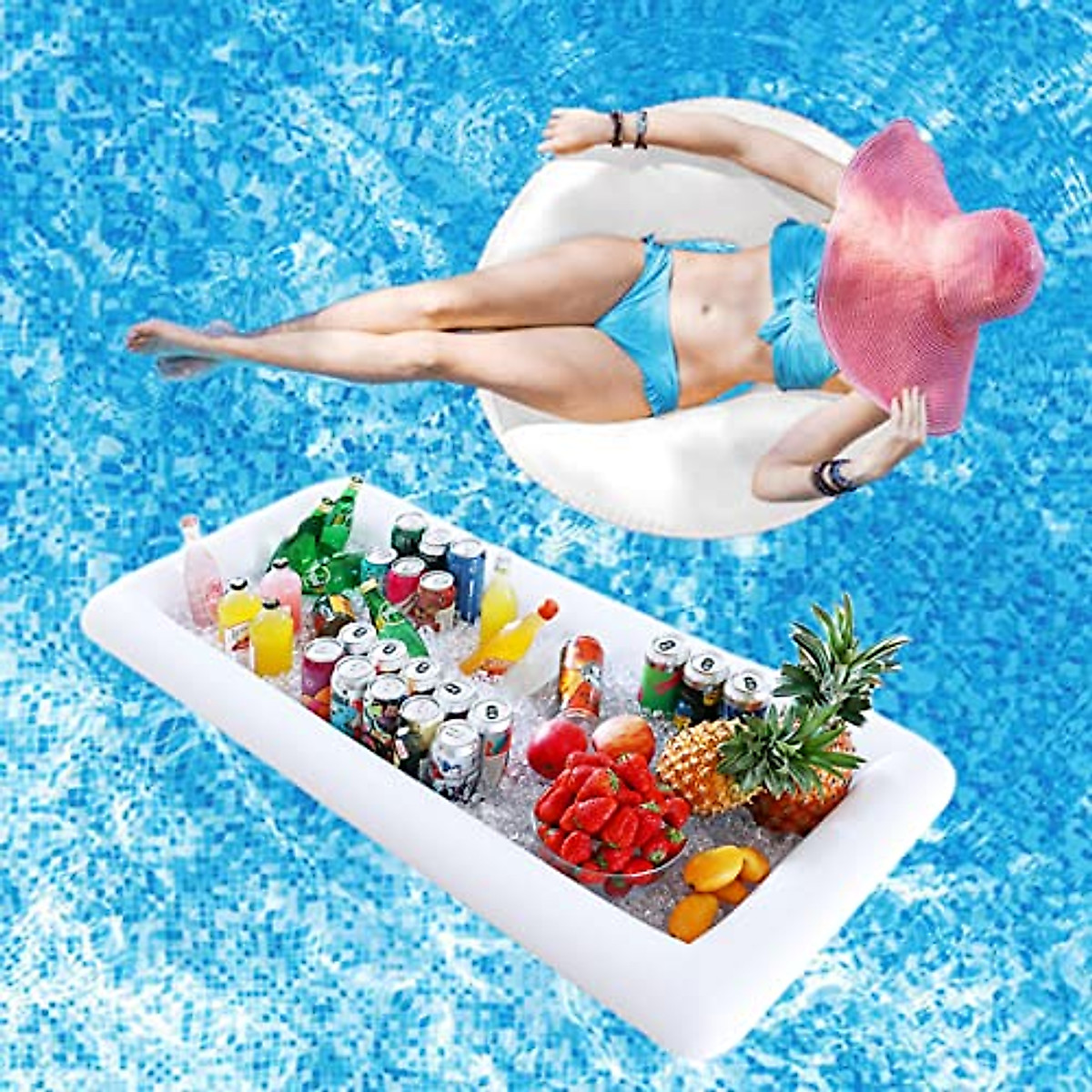 Kurala Inflatable Serving Bar Salad Ice Tray Food Drink Containers 4 PACK, Inflatable Party Cooler Blow Up Food Chiller, Inflatable Ice Bar