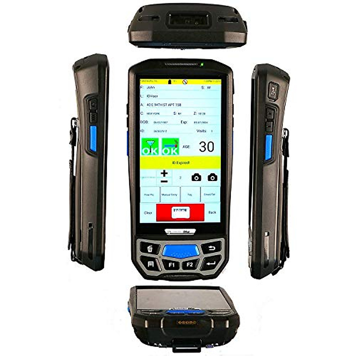 IDVisor Smart Plus ID Scanner - Drivers License and Passport Age Verification & Customer Management - Extra Large 5" LCD Screen, Charger Cradle, Hand Strap, Spare Battery & More