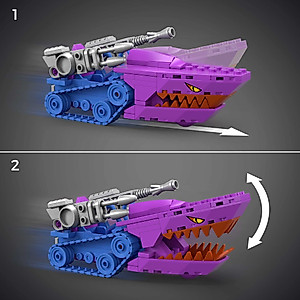 MEGA Construx Masters of the Universe Building Toys Set, Land Shark Attach Vehicle with 179 Pieces, 2 Poseable Micro Action Figures, for Kids