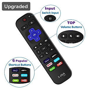 1-ClickTech Remote for Roku TV & Box [2-in-1 w/TV Power+Volume] - Compatible for Roku Express+/+, Ultra, Premiere, Streambar, 4/3/2/1 (Remote + Pine Green Cover)