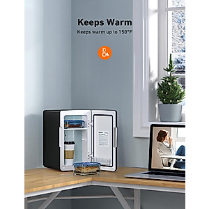 AstroAI Mini Fridge 2.0, 6 Liter/8 Cans Skincare Fridge 110V AC/ 12V DC Portable Thermoelectric Cooler and Warmer Refrigerators for Bedroom, Beverage, Cosmetics (Black)