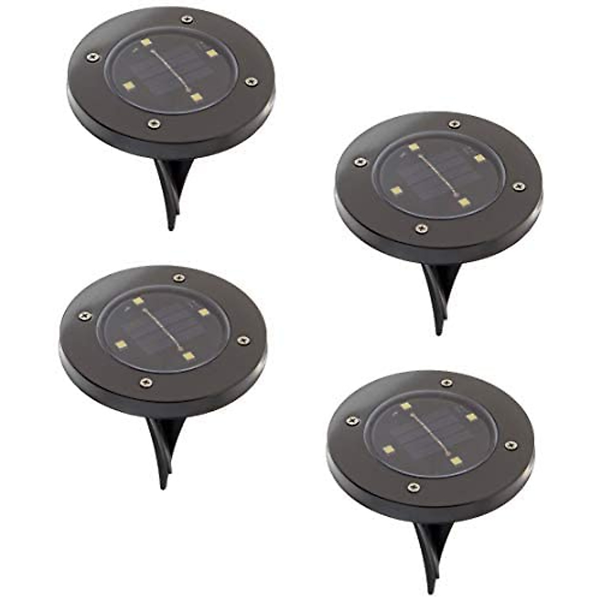 Bell+Howell Disk Lights Solar Ground Lights Gunmetal - Upgraded Wireless Auto On/Off Solar Garden Outdoor Waterproof Lighting with 4 LED Bulbs for Lawn, Patio, Garden, Yard,Pack of 4, As Seen On TV