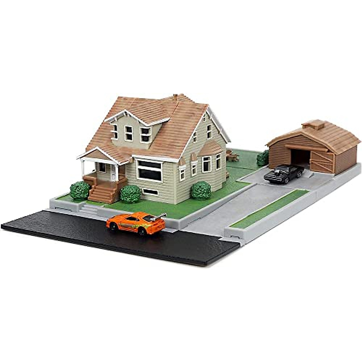 Jada Toys Fast & Furious Nano Hollywood Rides Dom Toretto's House Display Diorama with Two 1.65" Die-cast Cars, Toys for Kids and Adults (33668)