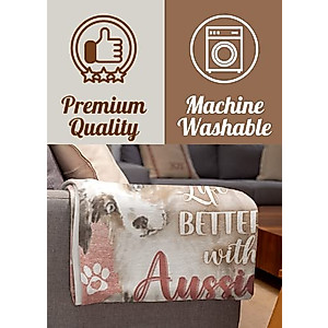 InnoBeta Australian Shepherd Gifts for Women, Best Aussie Blanket for Aussie Mom, Australian Shepherd Throw Blanket, 50 x 65 inch, Skin Friendly