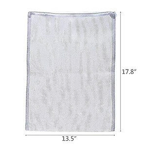 ALEGI Large Filter Media Bags,Aquarium Mesh Bags with Plastic Zipper,White Net Bags for Bio Balls, Ammonia Remover 17.8" by 13.5" (4pcs)