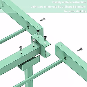 Twin Bed Frames with Storage for Girls Twin Beds for K'ids Metal Platform Bed Frame/Mattress Foundation/No Box Spring Needed/Steel Slat Support, Green