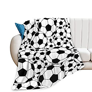 Fleece Soccer Blanket Super Soft Plush Throw Blanket Cozy Warm Bed Blankets Lightweight Microfiber Flannel Blankets for Couch, Bed, Sofa (40" x 50")