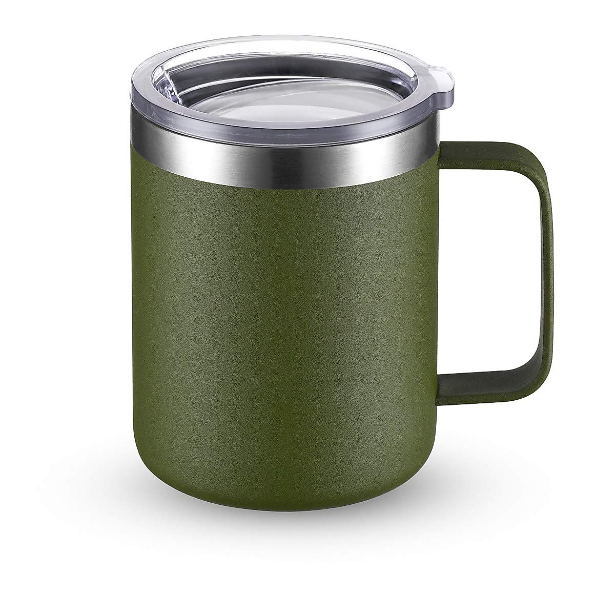 CIVAGO Stainless Steel Coffee Mug Cup with Handle, 12 oz Double Wall Vacuum Insulated Tumbler with Lid, Reusable and Durable Travel Coffee Cup Thermal Cup, Olive