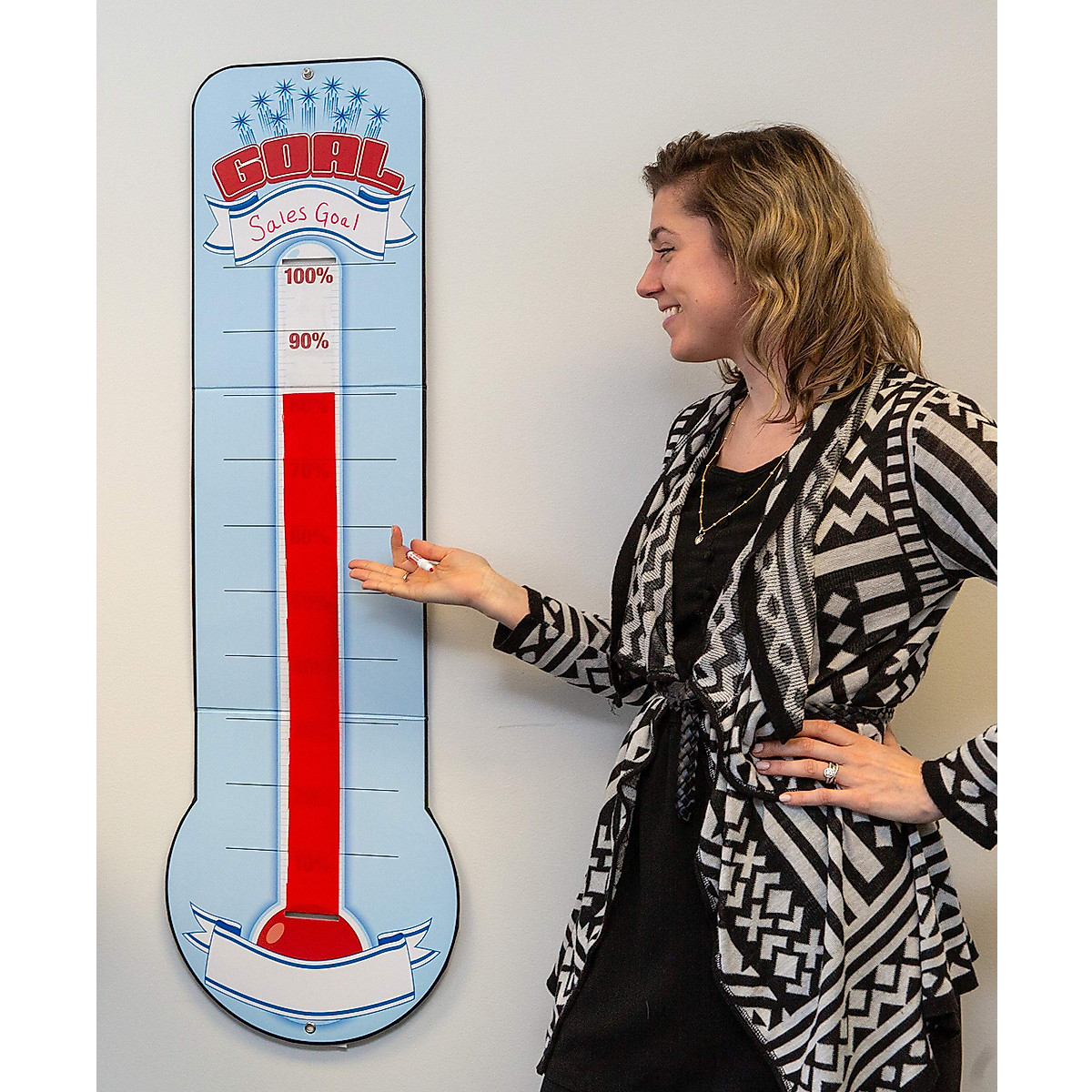 BigMouth Inc. Goal Chart, Goal Setting Thermometer for Classroom & Office Decor, 48” x 11”