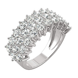 White Gold 3.0mm Moissanite by Charles & Colvard Round Three-Row Band Size 7 3.00cttw DEW