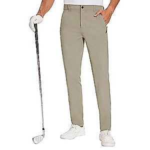 SPECIALMAGIC Golf Pants Men Stretch Slim fit Hiking Pants Lightweight Dress Casual Tapered Zipper Pockets 34