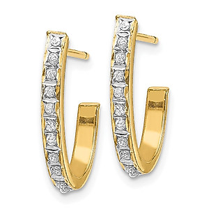 14k Yellow Gold Diamond Fascination Post J Hoop Earrings Fine Jewelry For Women Gifts For Her