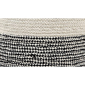 Super Area Rugs Farmhouse Plant Basket/Planter Multi Purpose Open Top Bin with Handles, Cotton Rope Basket, 8-inch, 10-inch and 12-inch Black & White