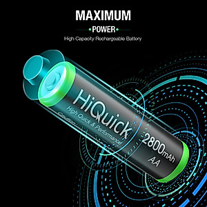 HiQuick 2800mAh AA Rechargeable Batteries High Capacity Performance, Per-charged 1.2V AA Batteries Pack of 8