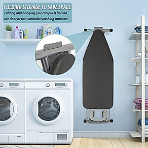 AKOZLIN 48" x 18" Extra Wide Ironing Board with Height Adjustable up to 36",Solid Steam Iron Rest,T-Leg Extreme Stability Foldable Ironing Board for Home Laundry Room Dorm Grey