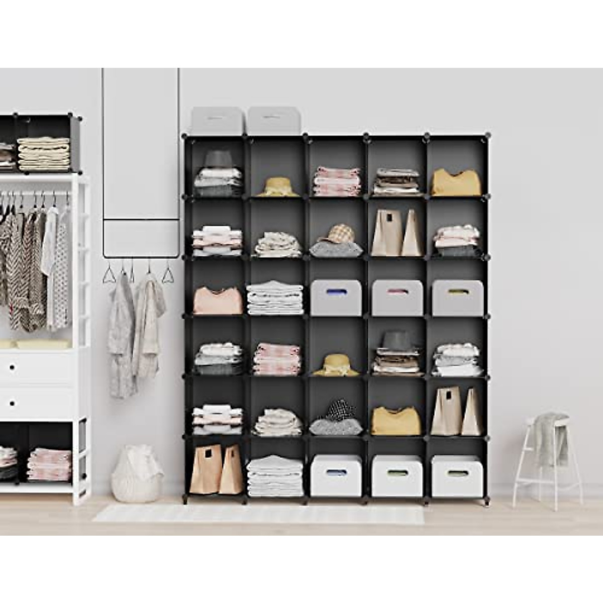 Closet Organizer, 12-cube Closet Organizers and Storage, Portable Closet Storage Shelves, Clothing Storage for Kids, Closet, Bedroom, Bathroom, Office (11.8x11.8x11.8 inch), Black