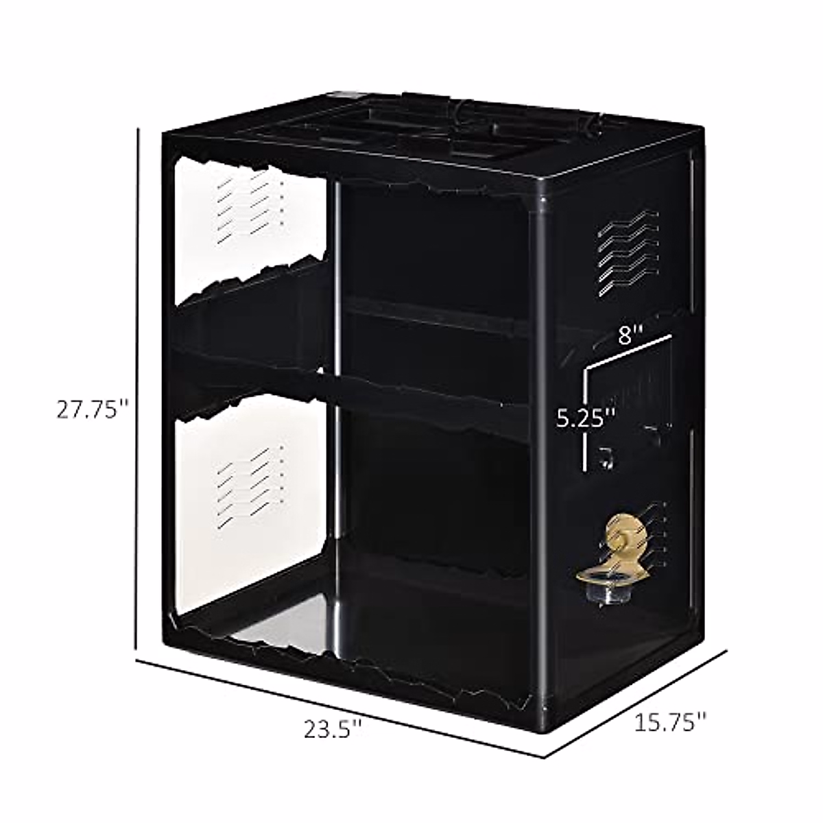 PawHut Reptile Glass Terrarium Tank, Breeding Box with Screen Ventilation, Lamp Holders, Hanging Basin for Lizards, Chameleon, Tortoise, 23.5" x 16" x 28"