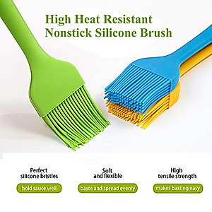 Grill Basting Brush Silicone Pastry Baking Brush BBQ Sauce Marinade Meat Glazing Oil Brush Heat Resistant, Kitchen Cooking Baste Pastries Cakes Desserts, Dishwasher Safe 4Pack